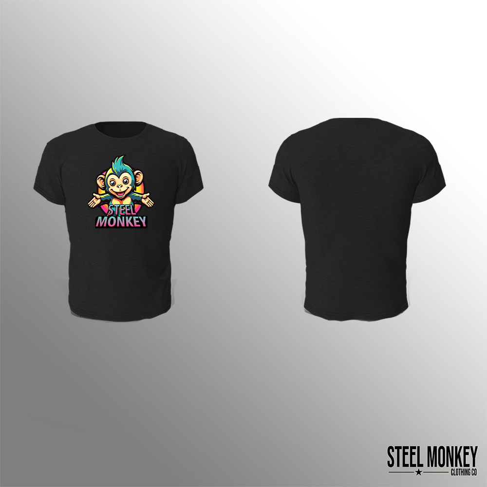 Kids - T-Shirt - Black - SM - Monkey - Chest – Steel Monkey Clothing